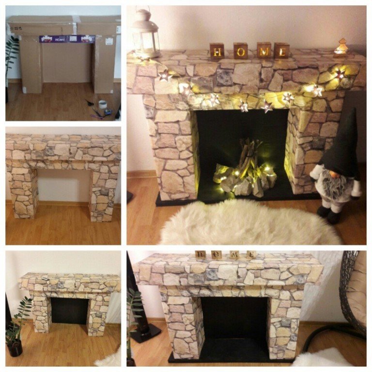 How To DIY A Christmas Fireplace From Cardboards World inside pictures