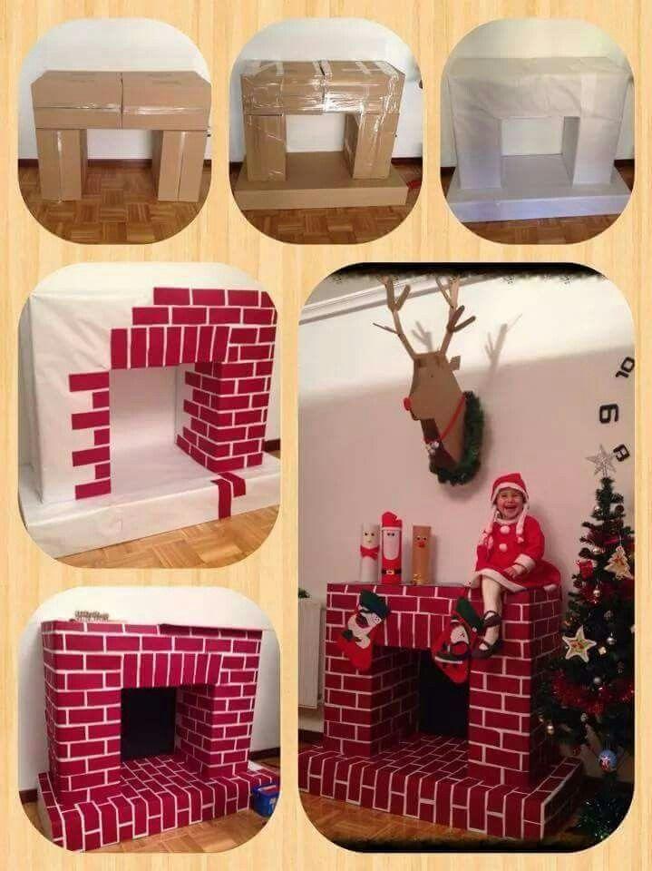 How To DIY A Christmas Fireplace From Cardboards World inside pictures